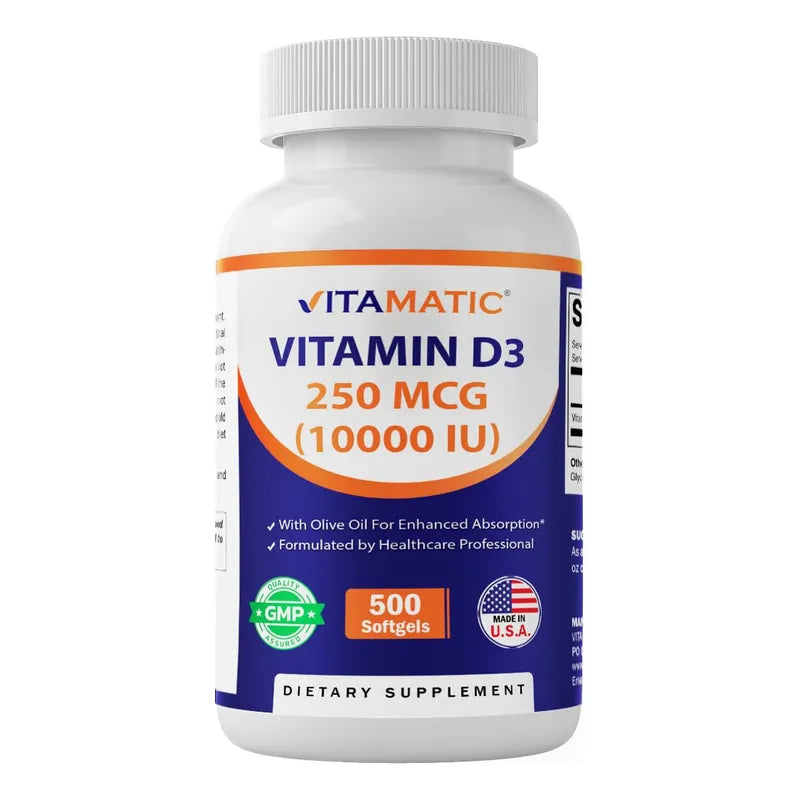 Vitamina D3 10000 Ui 250 Mcg 500 Cápsulas Blandas Aceite Oli – almacenspeedway
