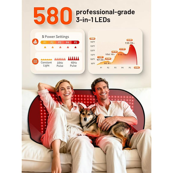 Alfombra De Terapia De Luz Roja E Infrarroja 109x66 Cm 580 LEDs 60W Du ...