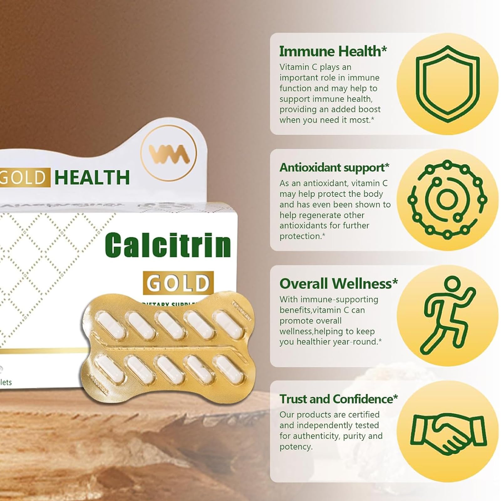 Calcitrin Gold Tabletas 60 Unidades Suplemento Para Movilidad Y Salud ...