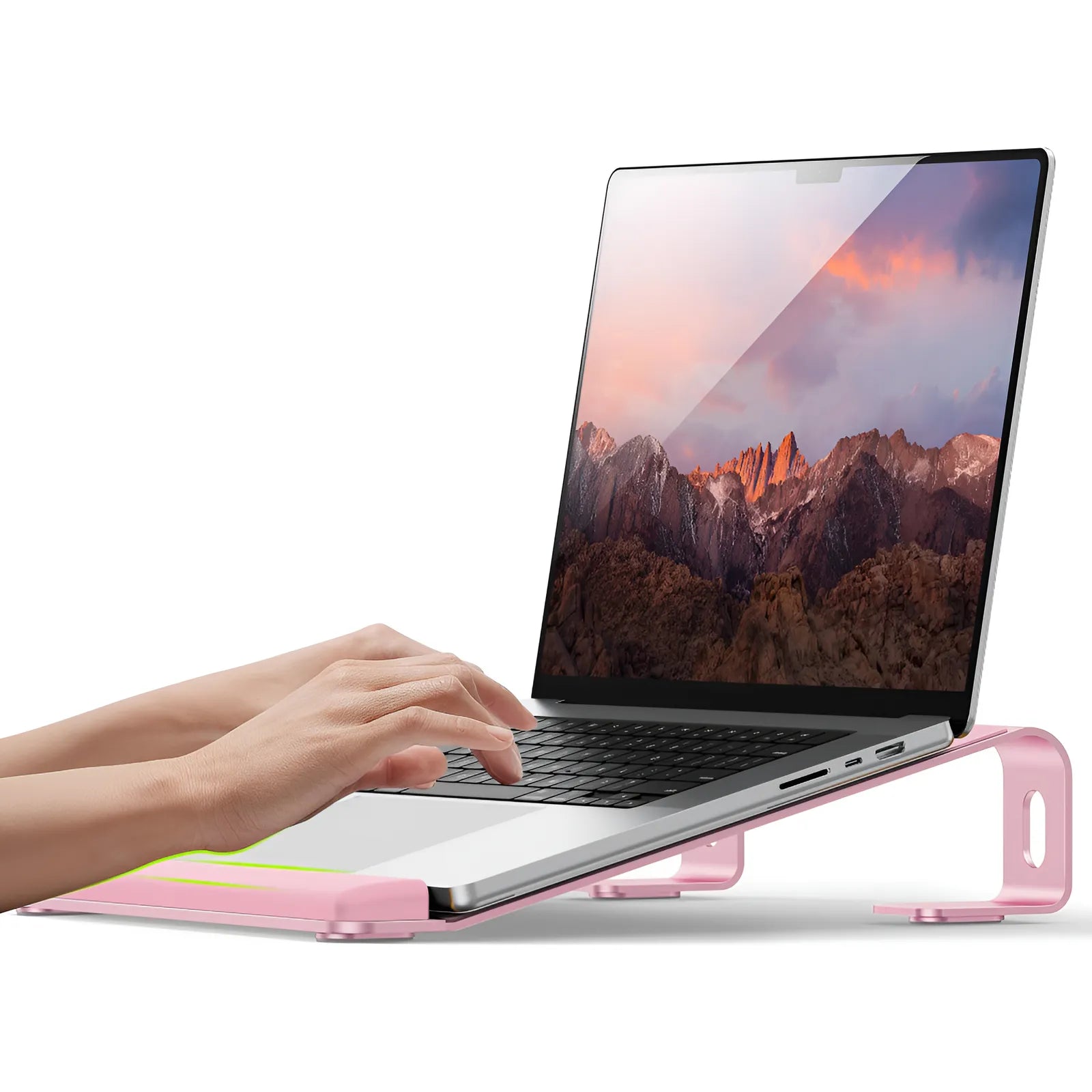 Soporte Ergonómico De Aluminio Para Laptop Con Reposamuñecas Rosado JC ...