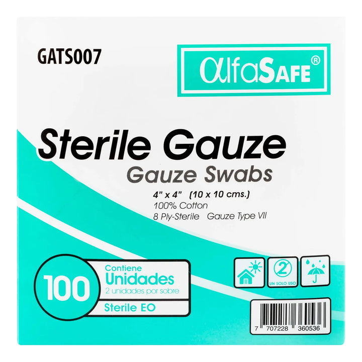 Gasa Estéril Alfasafe 10 Cm X 10 Cm 100 Unidades Tejida 4 Capas Algodó ...