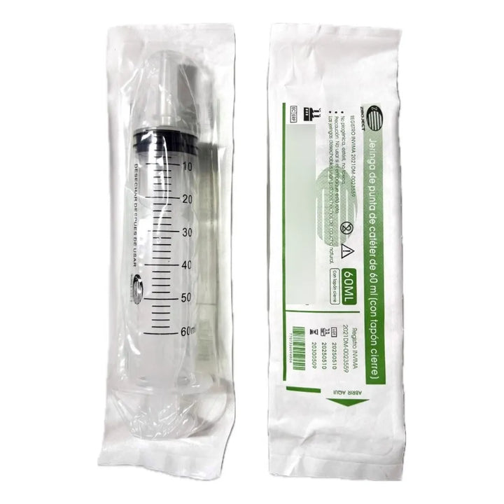 Jeringa 60ml Punta Cateter Con Tapon Caja X25 Unidades Ziboject Regist ...