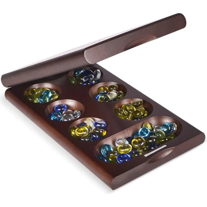 Juego De Mesa Mancala De Madera Plegable Con Bloqueo Magnético 48 Fich ...