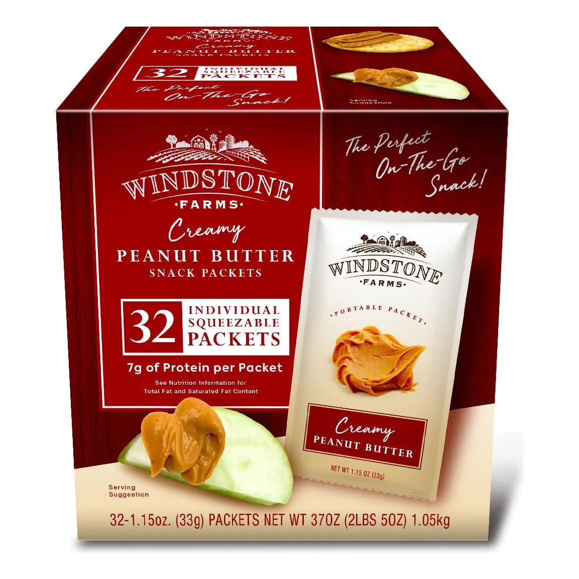 Mantequilla De Mani Cremosa Windstone Farms 32 Paquetes Individuales P ...