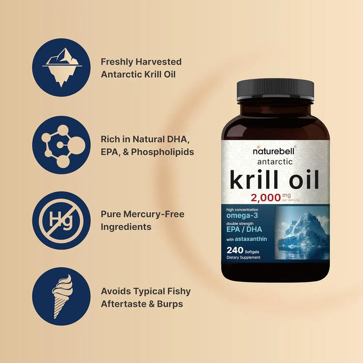 Aceite De Krill Antártico 2000 Mg Con Omega 3 Epa Y Dha 240 Cápsulas N ...