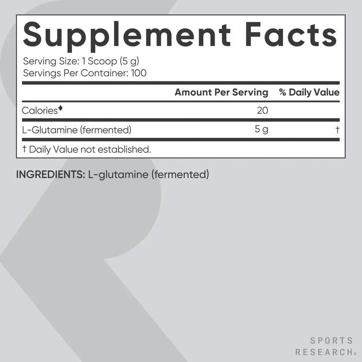 L-Glutamina En Polvo Sports Research 500 G Para Recuperación Deportiva ...
