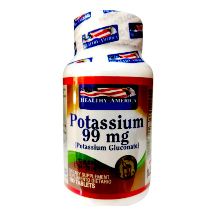 Potasio 99mg 100 Tabletas Healthy America Suplemento Mineral Gluconato ...