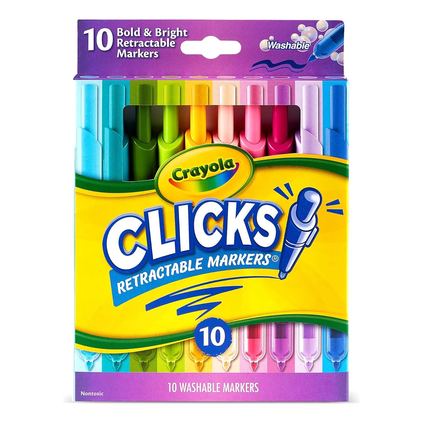 Marcadores Crayola Retractiles Lavables Brillantes X 10 Colores Vivos ...