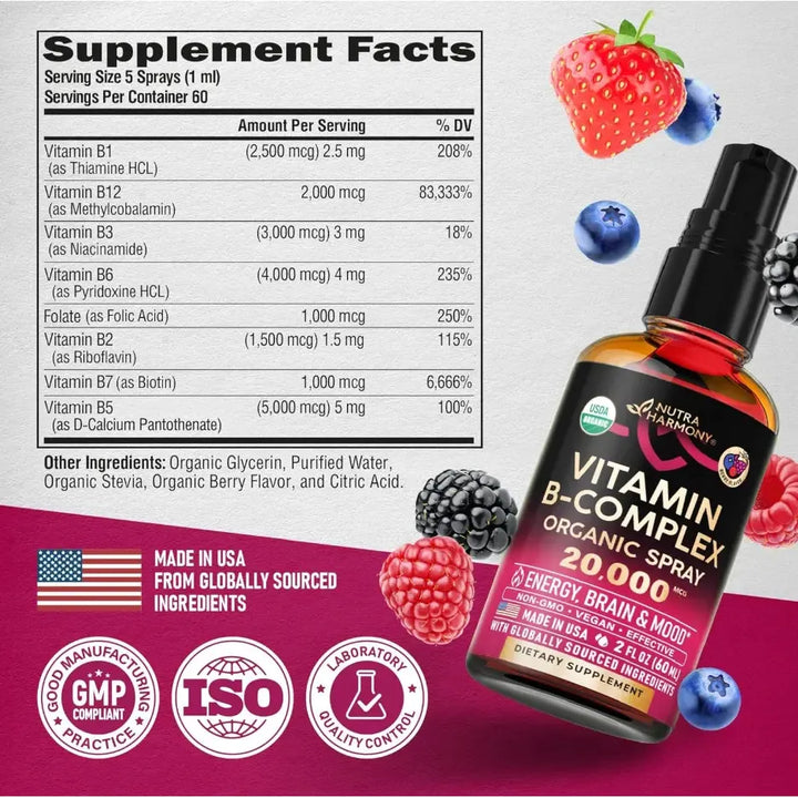 Spray NutraHarmony Complex B 8En1 Energía Y Bienestar 60 Ml Frutos Roj ...