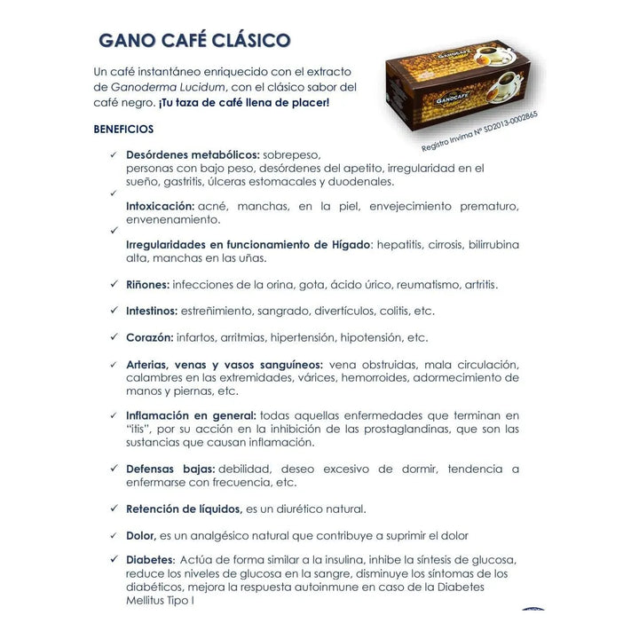 Gano Café Clasico Tinto Negro Suplemento Alimenticio Con Ganoderma 90g ...