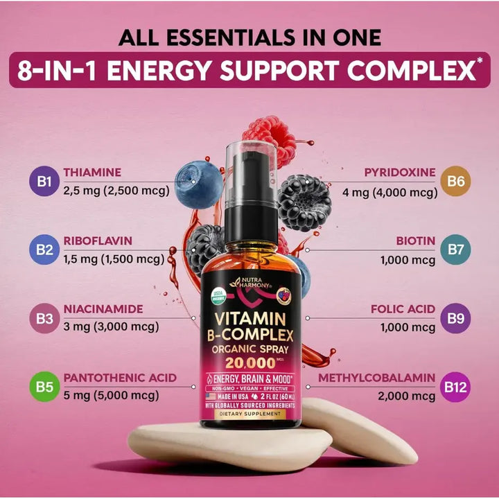 Spray NutraHarmony Complex B 8En1 Energía Y Bienestar 60 Ml Frutos Roj ...