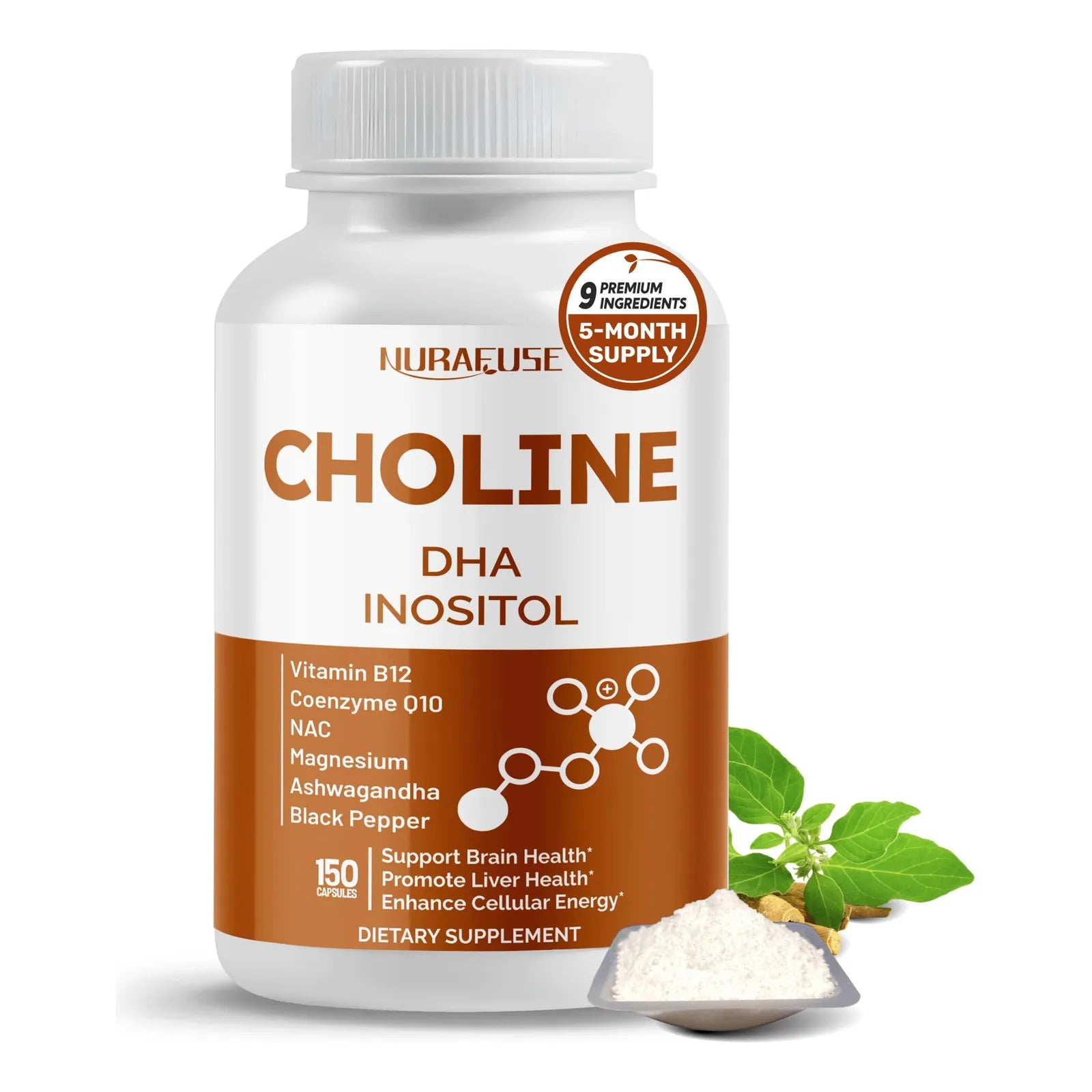 Suplemento Colina Dha Inositol Vitamina B12 Coenzima Q10 Nac Magnesio ...