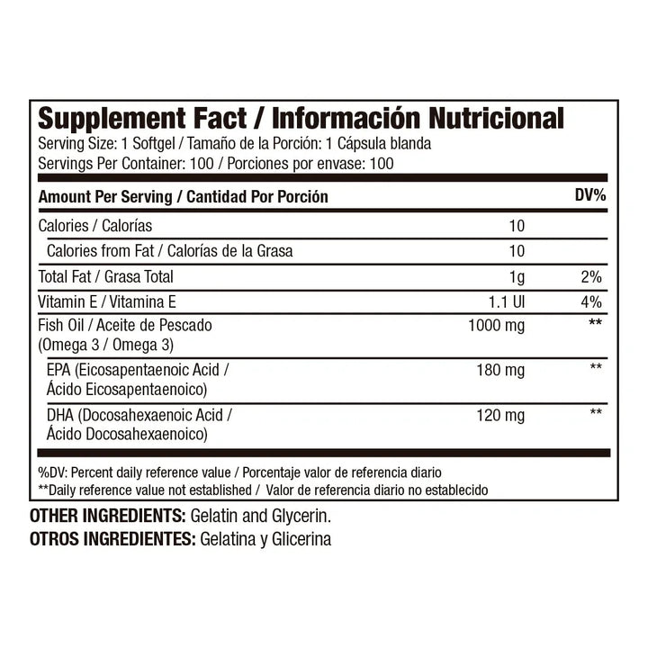 Omega 3 Medical Green Aceite De Pescado 100 Capsulas Sin Sabor Supleme ...