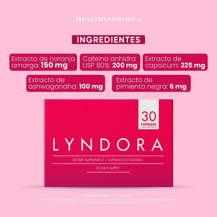 Lyndora Healthy America 30 Cápsulas Suplemento Quemador De Grasa Contr ...