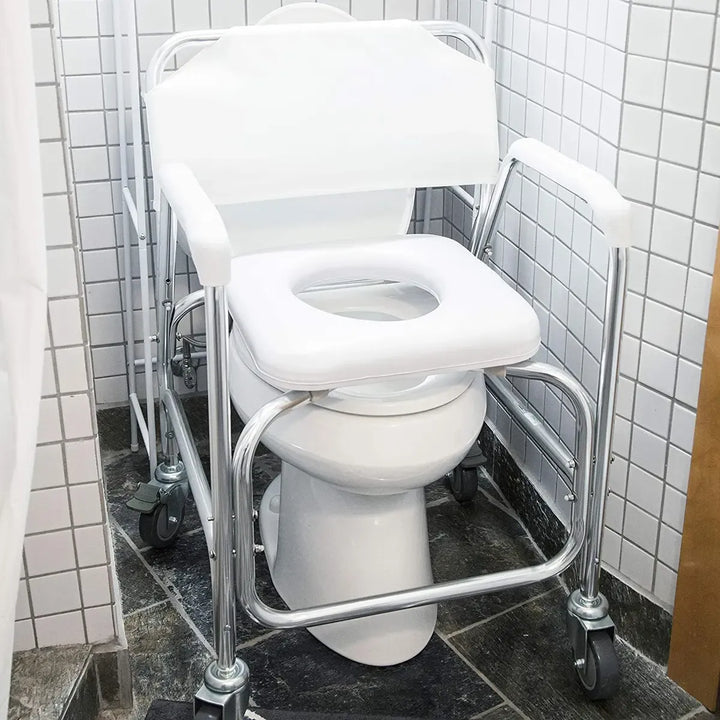 Silla De Ducha Con Ruedas DMI Blanca 3 En 1 Asiento Acolchado Y Reposa ...