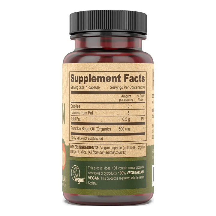Aceite De Semilla De Calabaza Vegano 500 Mg 90 Cápsulas Prensado En Fr ...