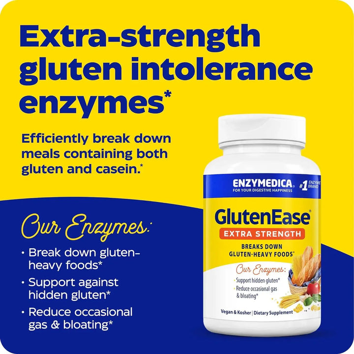 Enzymedica GlutenEase Extra Strength 60 Cápsulas Digestivas Apoyo Cont ...