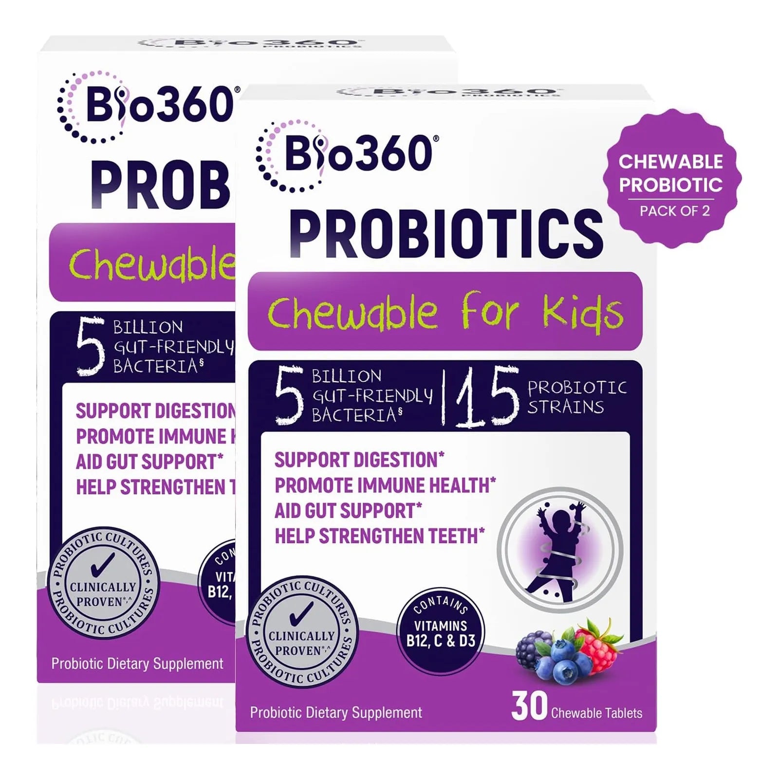 Probióticos Masticables Para Niños 15 Cepas 5 Mil Millones UFC Sabor B ...