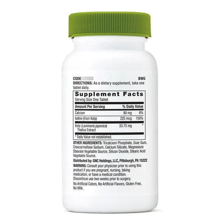 Tabletas De Kelp Con Calcio Y Yodo 180 Unidades GNC Superfoods Vegetar ...