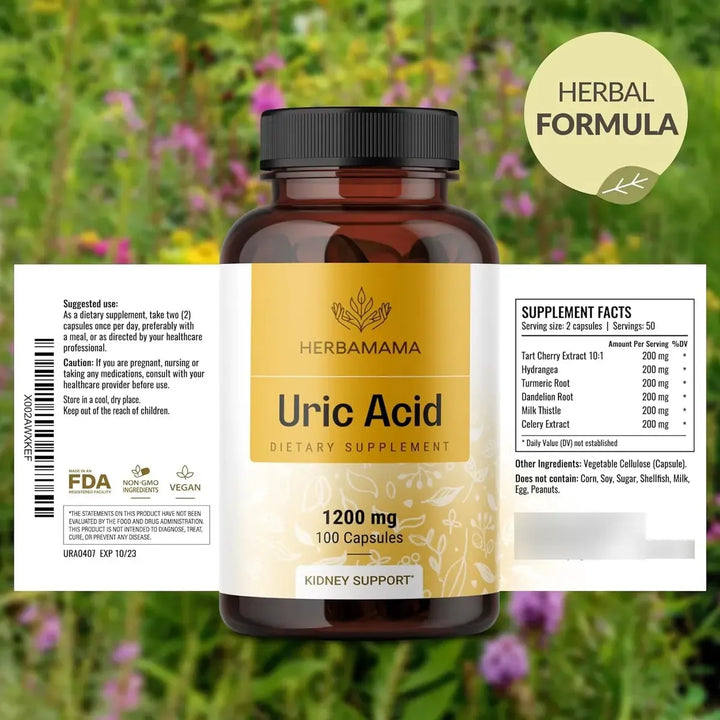 Herbamama Cápsulas De Limpieza Ácido Úrico 1200 Mg Con Cereza Ácida Y ...