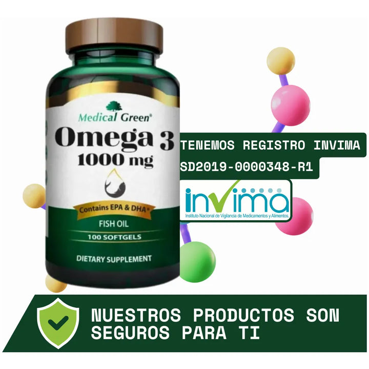 Omega 3 Medical Green Aceite De Pescado 100 Capsulas Sin Sabor Supleme ...