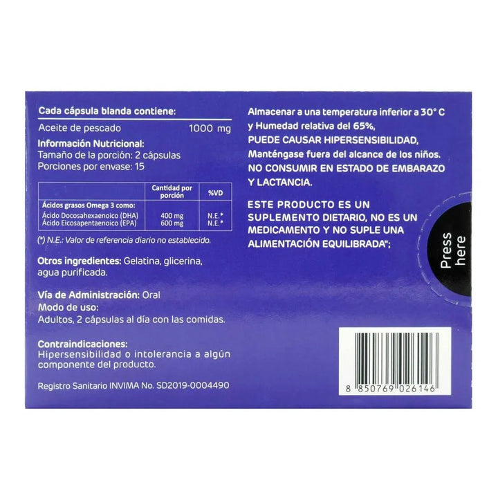 Hi Omega 3 Megalabs 1000 Mg Caja X 30 Cápsulas Blandas Aceite De Pesca ...
