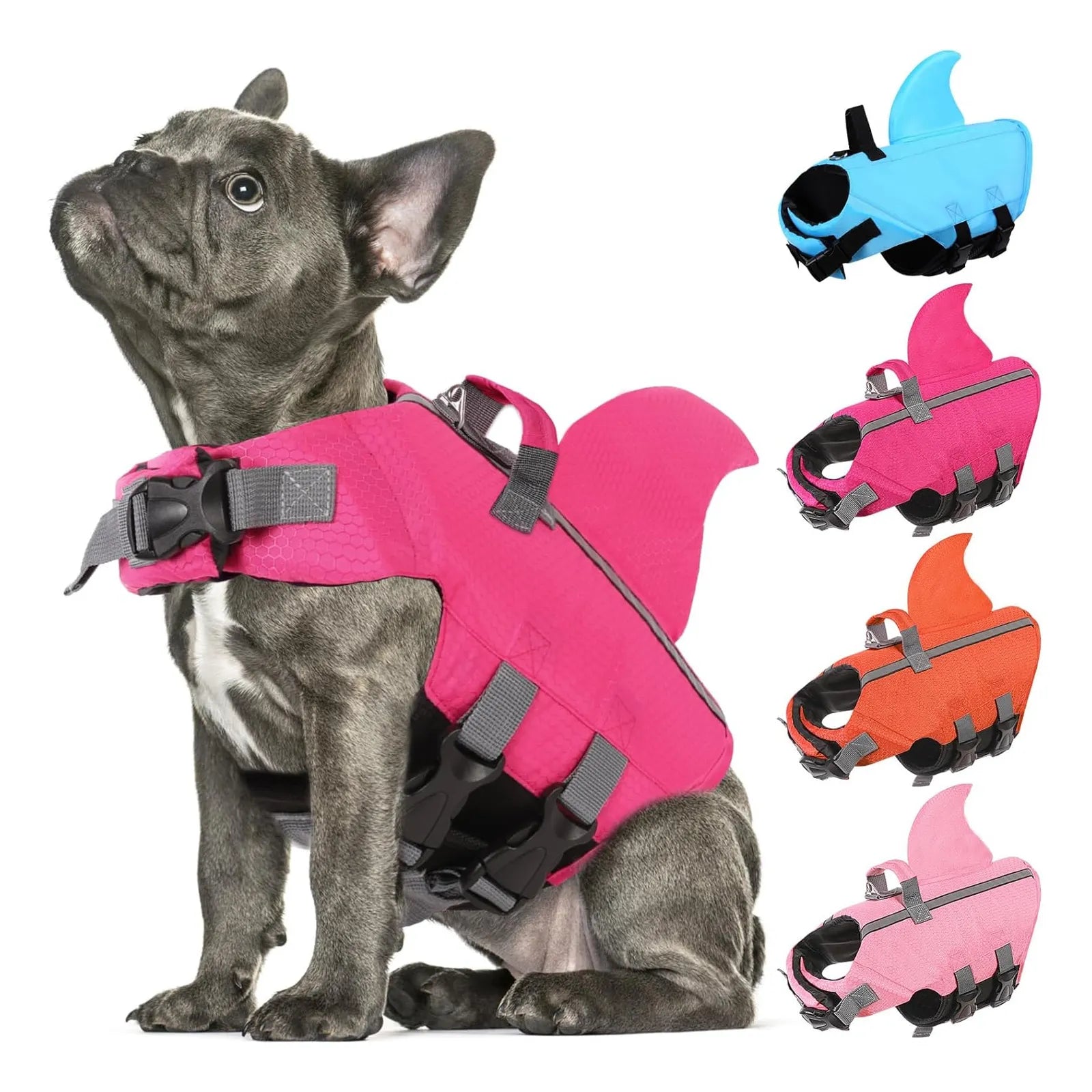 Chaleco Salvavidas Para Perros Con Rayas Reflectantes Diseño Tiburón F ...