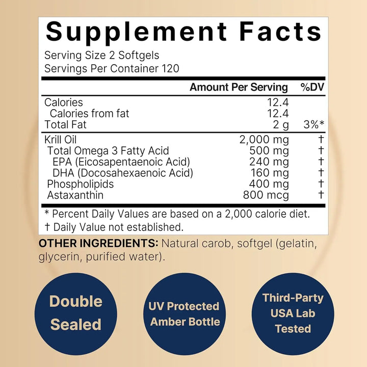 Aceite De Krill Antártico 2000 Mg Con Omega 3 Epa Y Dha 240 Cápsulas N ...