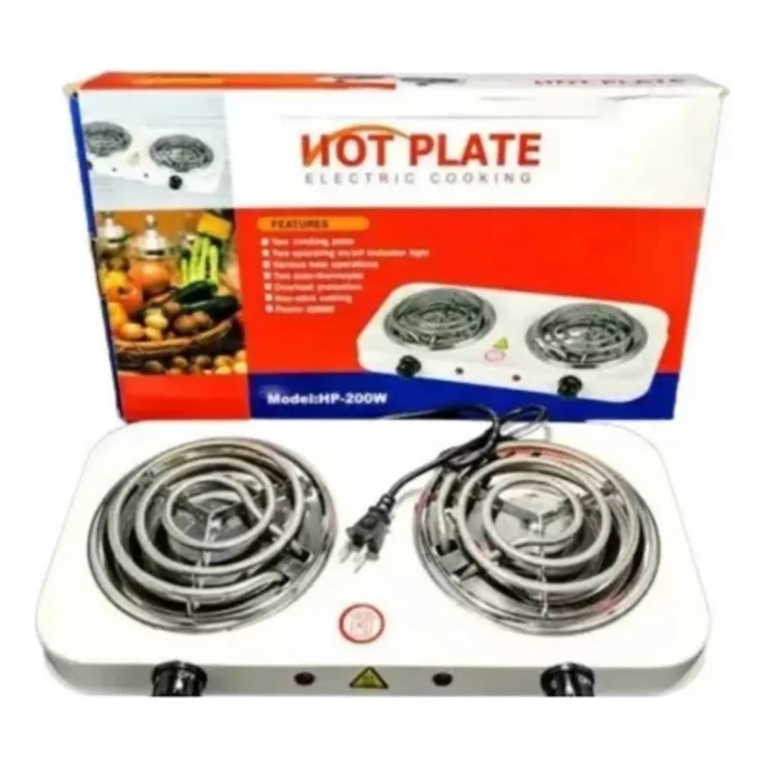Estufa Eléctrica Hot Plate JX-200W 2 Quemadores 5 Niveles 2000W Blanca ...
