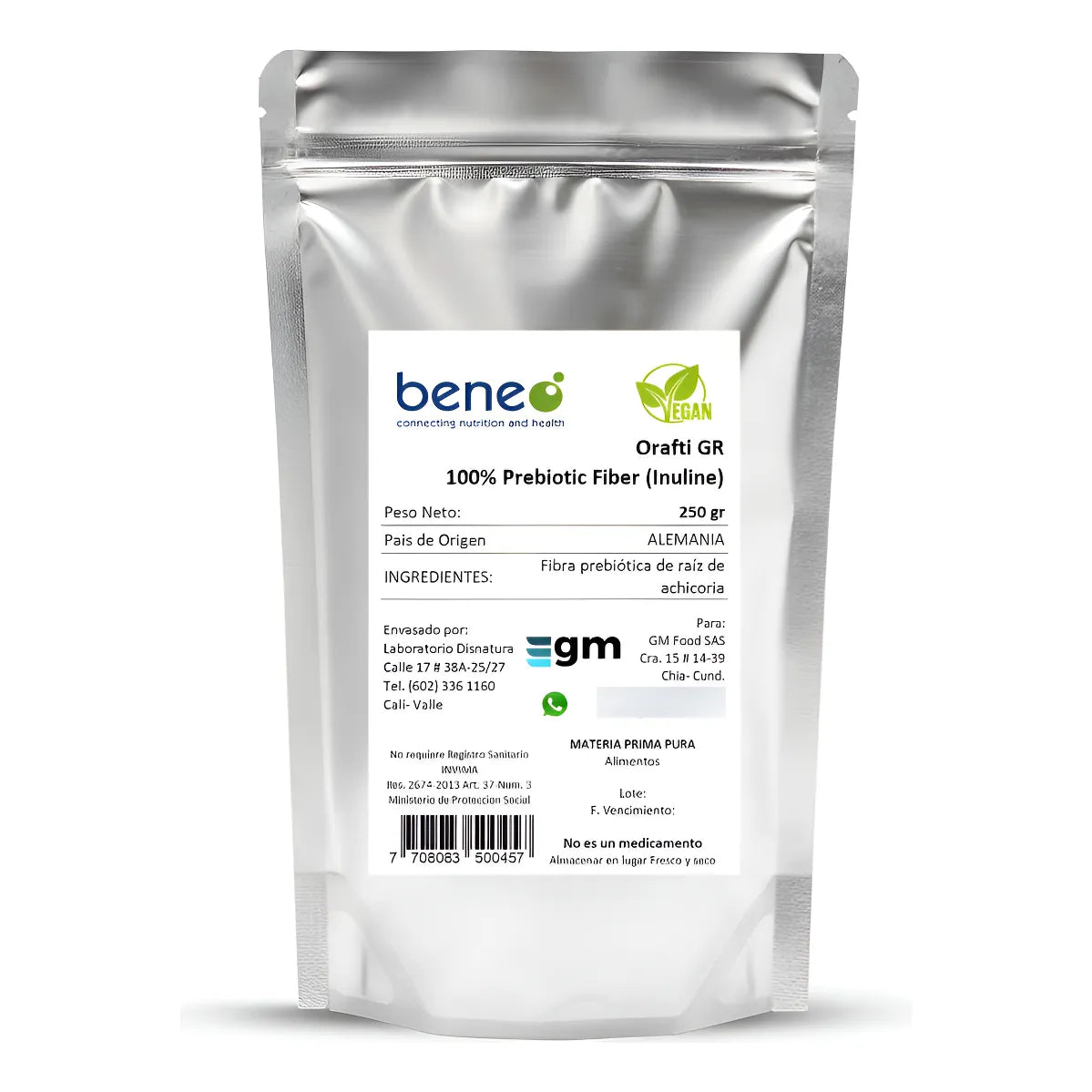 Fibra Prebiótica Inulina Orafti GR Beneo 250 Gr Sin Sabor Salud Digest ...
