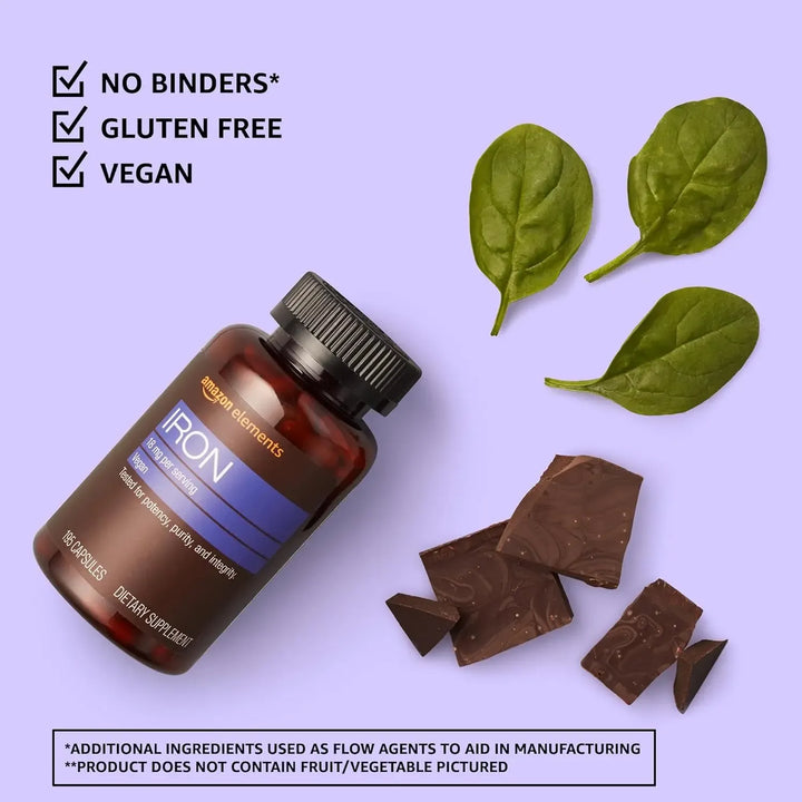 Amazon Elements Hierro 18 Mg 195 Cápsulas Apoya Glóbulos Rojos Vegano ...