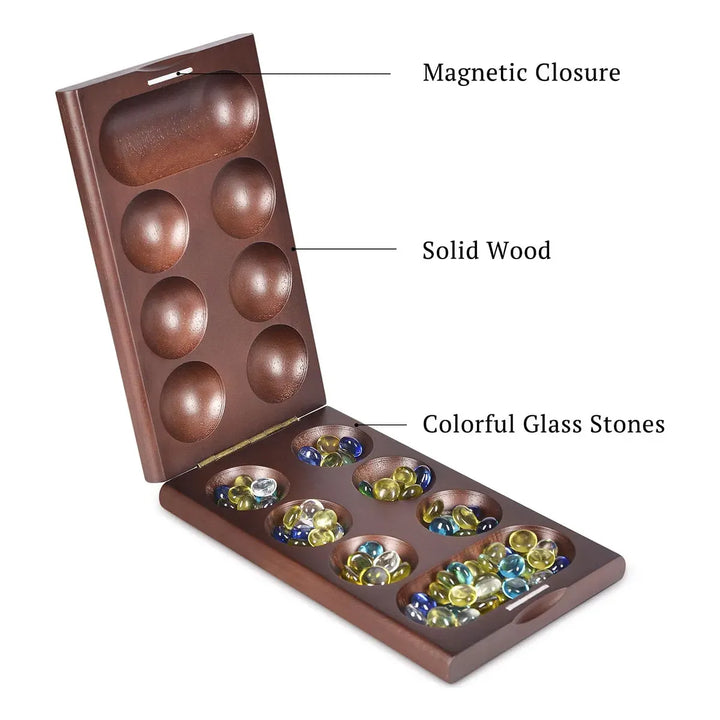 Juego De Mesa Mancala De Madera Plegable Con Bloqueo Magnético 48 Fich ...