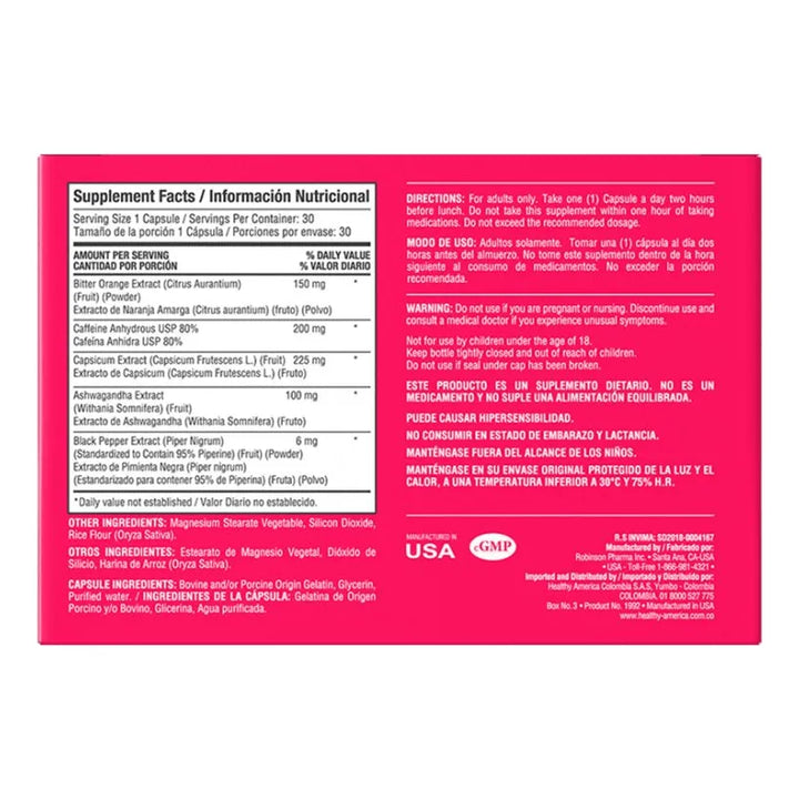 Lyndora Healthy America 30 Cápsulas Suplemento Quemador De Grasa Contr ...