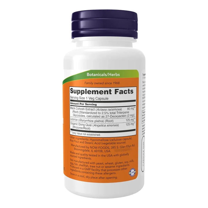 Suplemento Cohosh Negro 80 Mg Con Regaliz Y Dong Quai 90 Cápsulas NOW ...