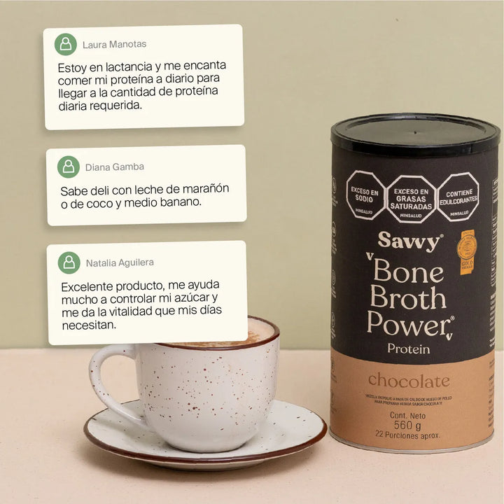 Proteína Chocolate Savvy Bone Broth 560g Bone Broth Power Chocolate Ca ...