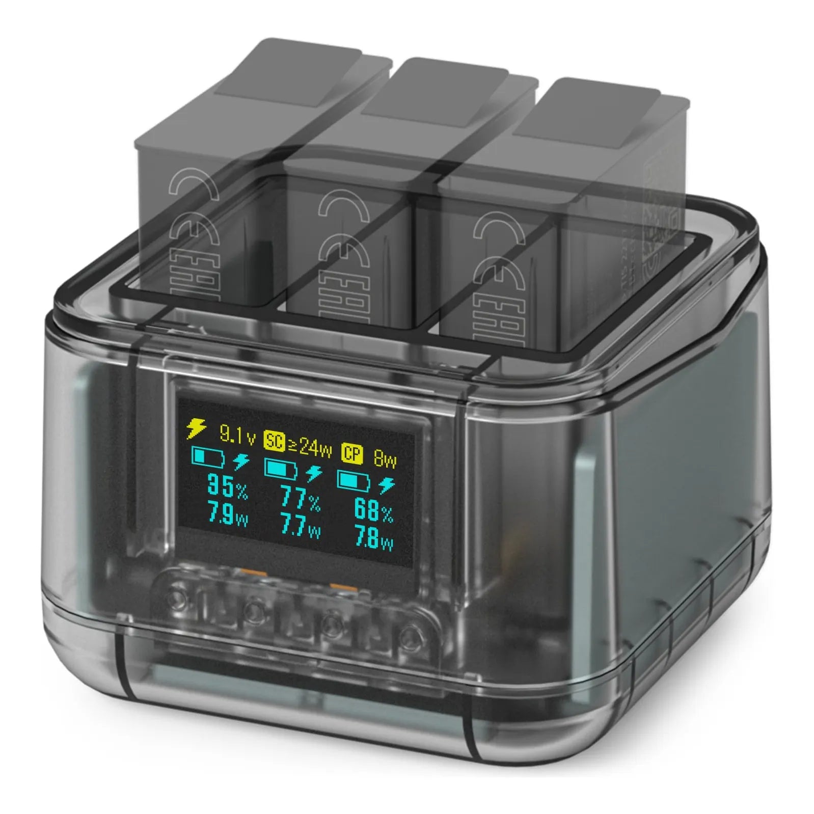 Cargador Batería GoPro Hero 13 Pantalla OLED 24W Carga Rápida Triple ...