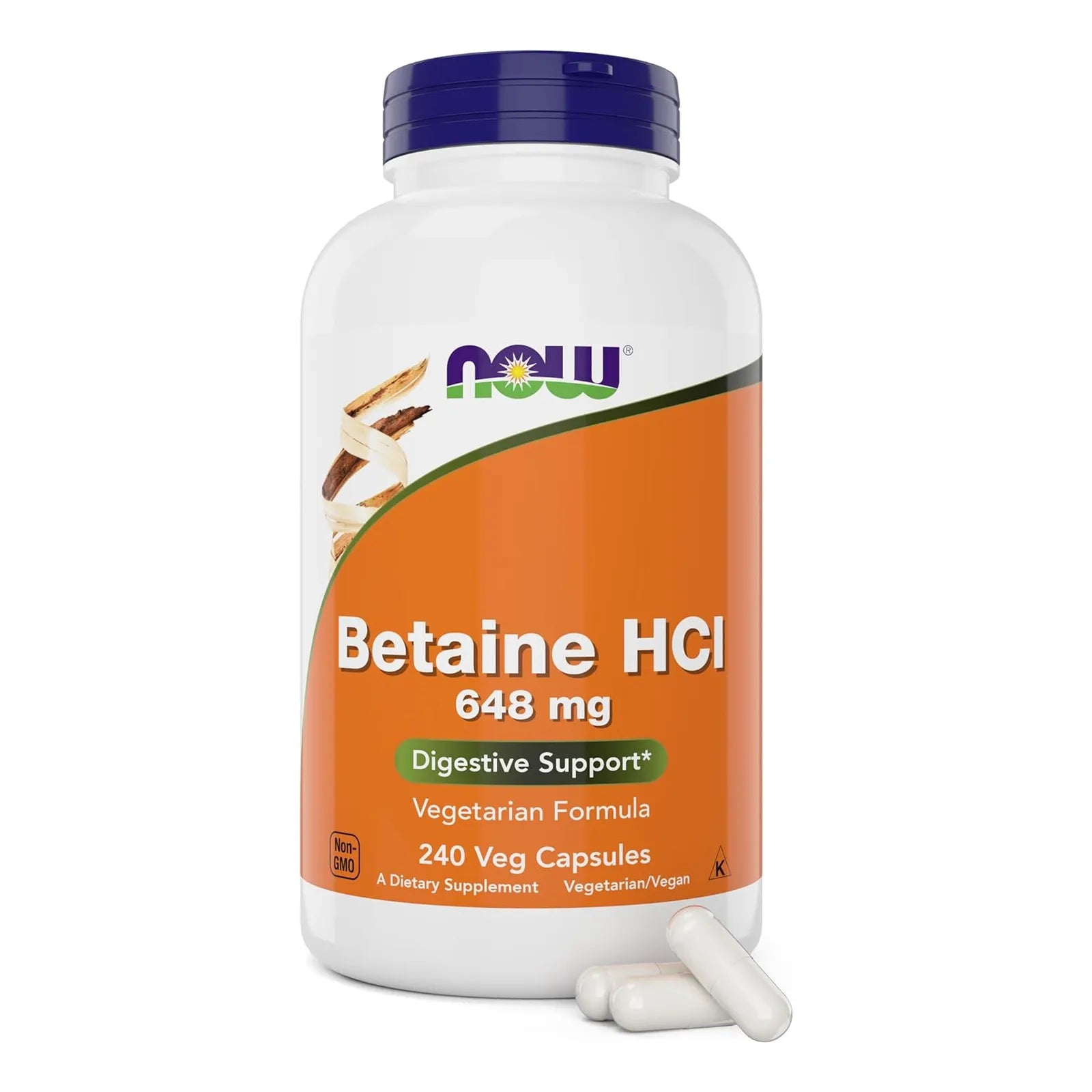 Betaína HCL 648mg Con Pepsina 240 Cápsulas Vegetales Apoyo Digestivo ...