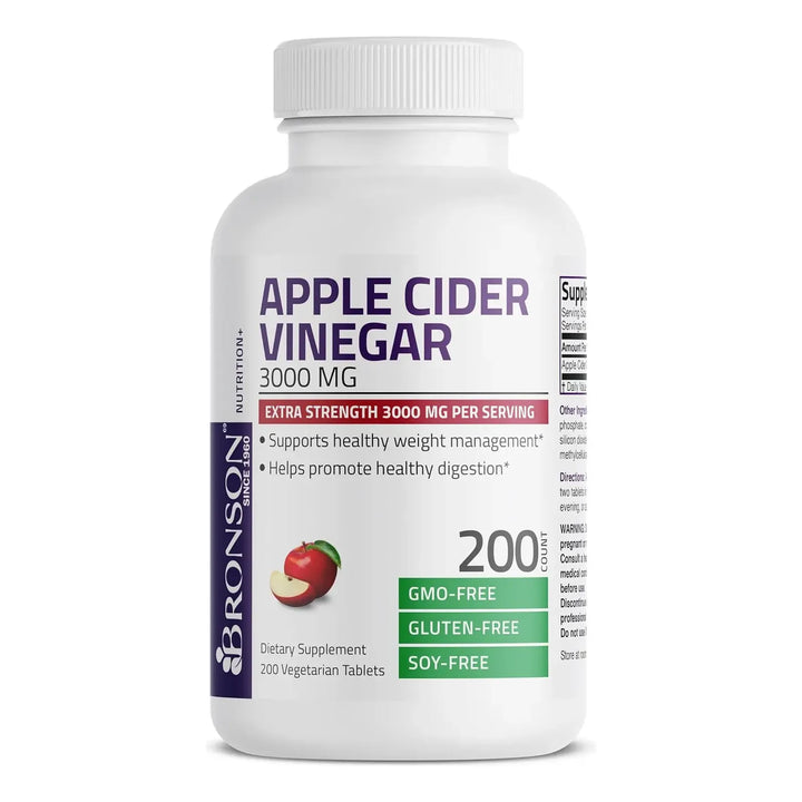 Vinagre De Sidra De Manzana Extra Fuerte 3000 Mg 200 Tabletas Bronson ...
