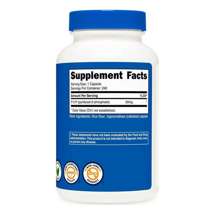Vitamina B6 P5P 50 Mg 240 Cápsulas Nutricost Piridoxal 5 Fosfato Sin G ...