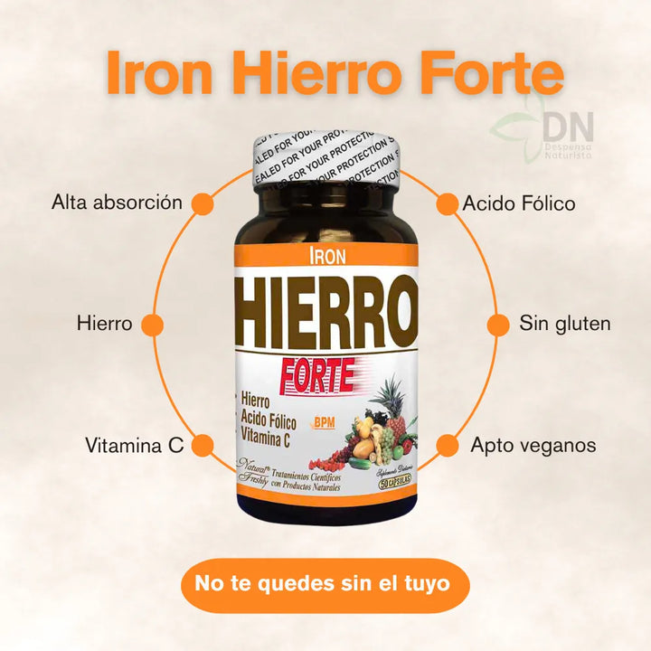 Iron Hierro Forte Suplemento x50 Cápsulas Blandas Natural Freshly Con ...