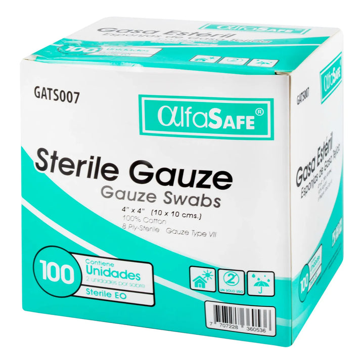Gasa Estéril Alfasafe 10 Cm X 10 Cm 100 Unidades Tejida 4 Capas Algodó ...