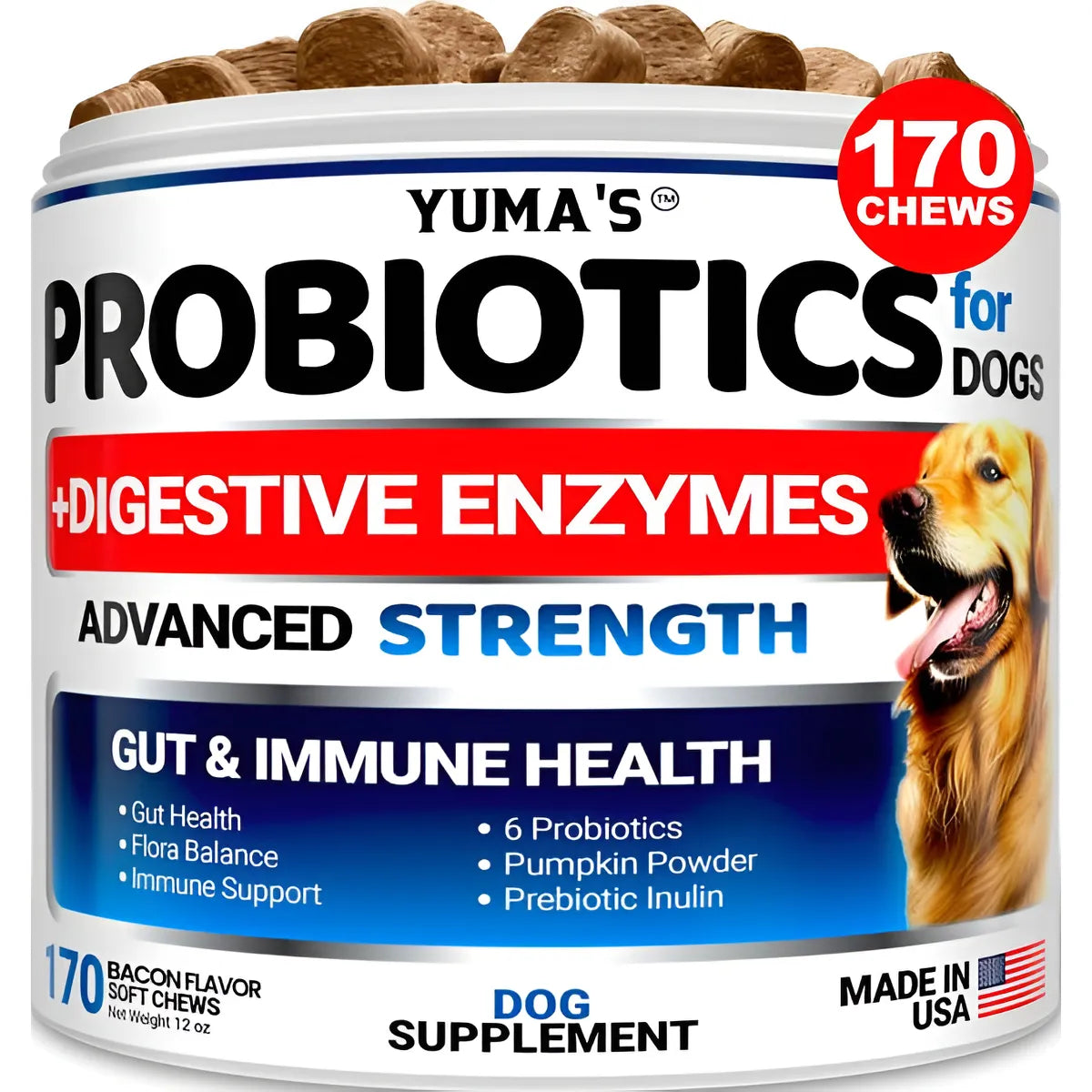 Probióticos Masticables Para Perros 170 Unidades Alivio Diarrea Malest ...