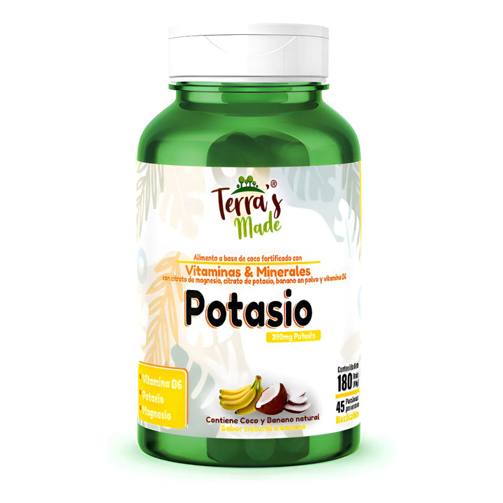 Potasio Magnesio Vita B6 180 Tabletas Masticables Sabor Banano Terra's ...