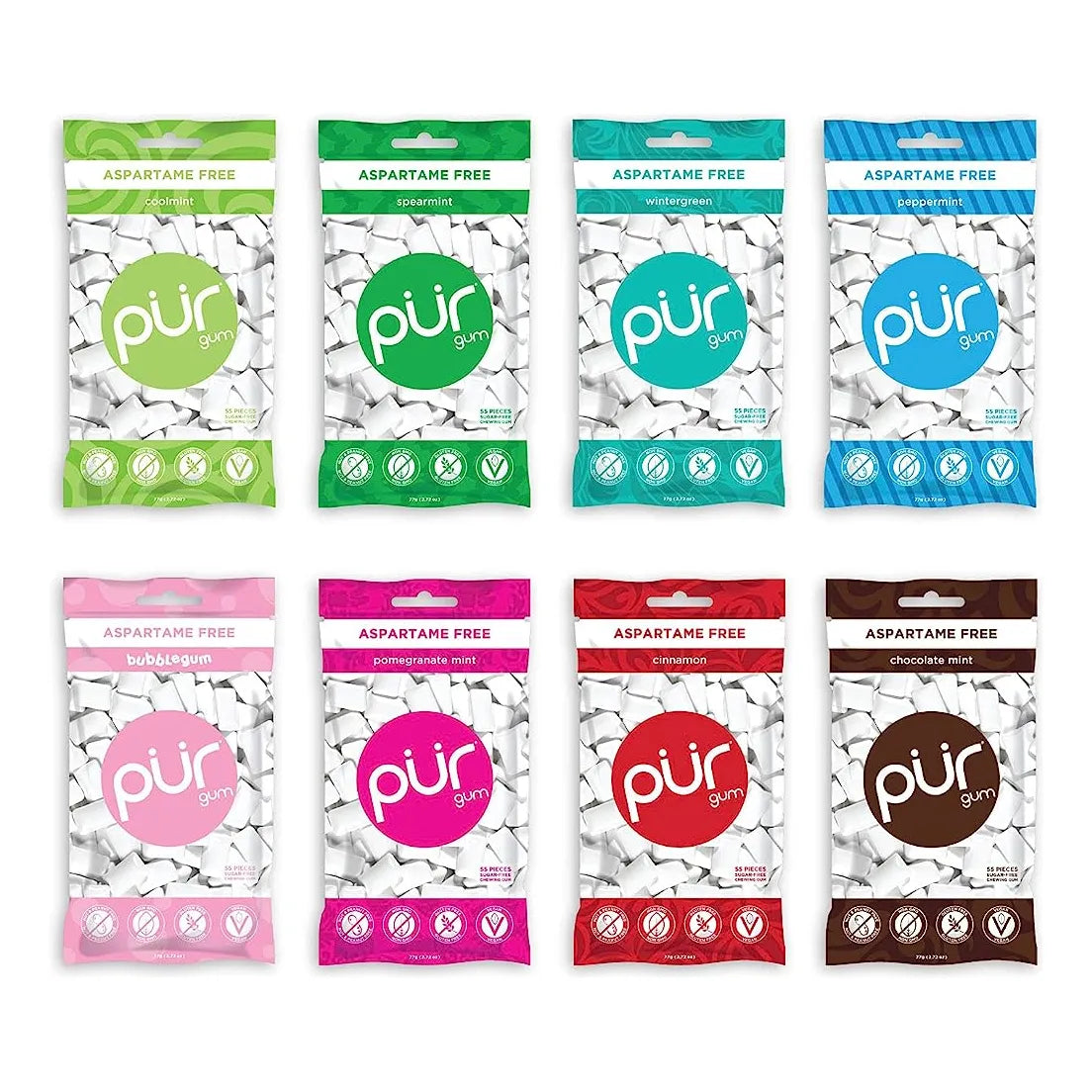 Chicles Sin Azúcar Veganos Sabor Variedad Pack De 8 Frescura Natural X ...