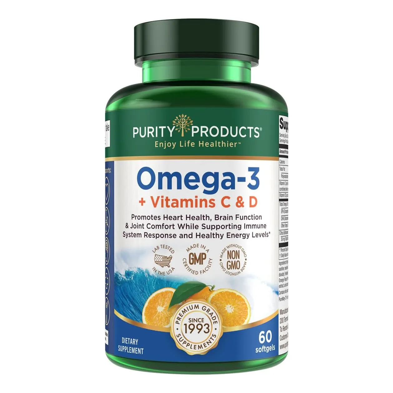 Suplemento Omega 3 Con Vitamina C Y D Alta Pureza 120 Capsulas ...