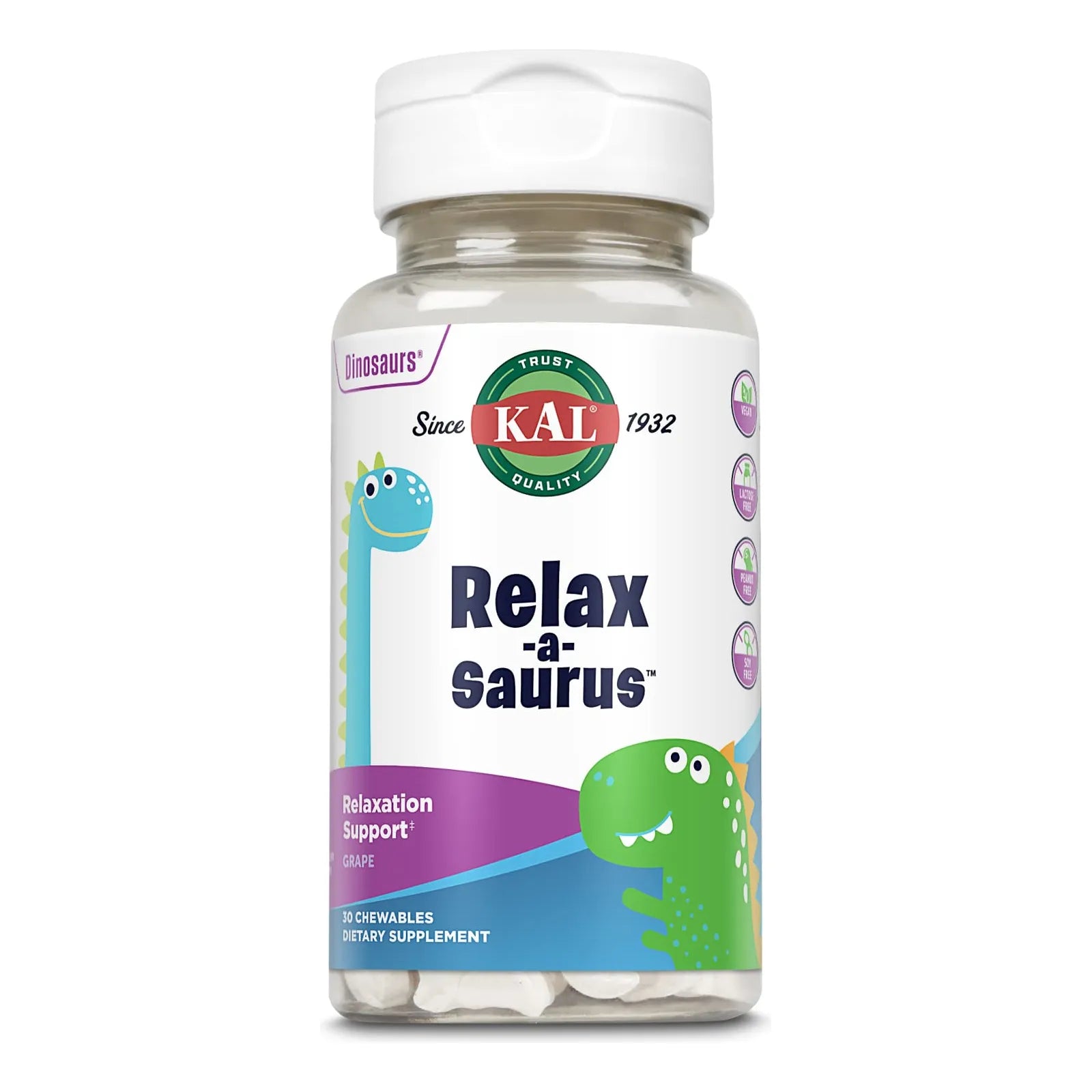Tabletas Masticables De L Teanina Relaxasaurus Sabor Uva Para Niños ...
