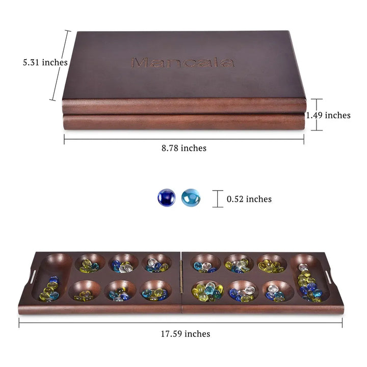 Juego De Mesa Mancala De Madera Plegable Con Bloqueo Magnético 48 Fich ...