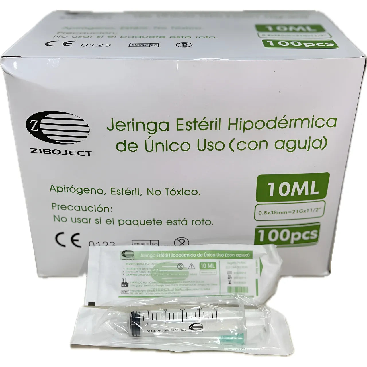 Jeringa Ziboject 10ml 21Gx1 1/2 Luer Lock Caja X100 Unidades ...